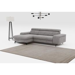 COTTA Ecksofa &raquo;Emma L-Form, B: 267 cm&laquo; mit Kopfteilverstellung, optional Schlaffunktion & Bettkasten grau B/H/T: 267cm x 97cm x 165cm, Struktur fein, 