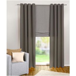 Weckbrodt-Gardinen Vorhang &raquo;Vito&laquo; &Ouml;sen 1 Stk. tlg. Microvelour, blickdicht, Unifarben, Gardine, Store grau Satin, Polyester 245cm, &Ouml;sen, 140cm