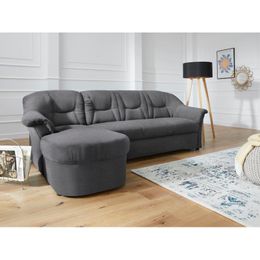 DOMO collection Ecksofa &raquo;SARAFINA 232x146 cm, auch mit Federkern f&uuml;r noch mehr Sitzkomfort!&laquo; whlw. mit Bettfunktion, L-Form grau Luxus-Microfaser (92%