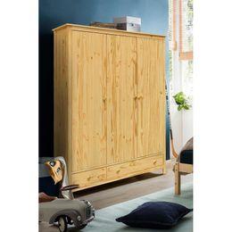 M&ouml;bilia Kleiderschrank 1 Stk. tlg. gefertigt aus massivem Kiefernholz beige Massivholz Natur, B/H/T: 144cm x 190cm x 58cm, Schubladen: 2 Stk. T&uuml;ren: 3 Stk. 3 