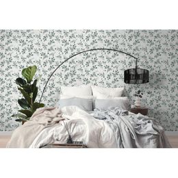 A.S. Cr&eacute;ation Vliestapete &raquo;Pure Elegance Blumen-Tapete Mustertapete Bl&uuml;mchen Blattmuster&laquo; leicht gl&auml;nzend glatt Vliestapete floral f&uuml;r Schlafzimmer K&uuml;che Wohnzimmer