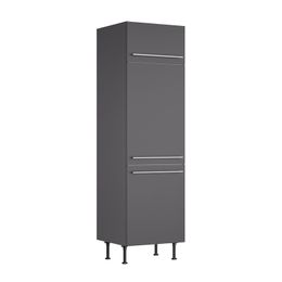 KOCHSTATION K&uuml;hlumbauschrank &raquo;KS-Bern2&laquo; Breite 60 cm, H&ouml;he 211,8 cm, 1 Klappe, 2 T&uuml;ren, 1 Einlegeboden grau Holzwerkstoff B/H/T: 60cm x 211,8cm x 
