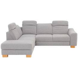Home Affaire Ecksofa &raquo;Dundee L-Form&laquo; wahlweise mit Kopfteilverstellung und zus&auml;tzlich mit Schlaffunktion grau Struktur fein (100% Polyester) B/H/T: 