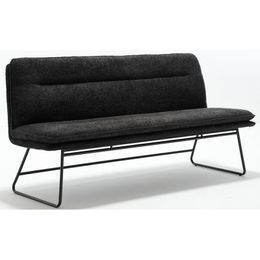 Home Affaire Bank grau Metall, Stoff B/H/T: 180cm x 89cm x 69cm, Boucl&eacute;, gleichschenklig