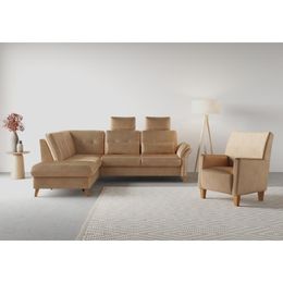 Sit & More sit&more Ecksofa &raquo;G&ouml;teborg&laquo; inkl. Sitztiefenverstellung, wahlweise mit Bettfunktion & Bettkasten braun B/H/T: 250cm x 90cm x 226cm, Luxus-Microfaser 
