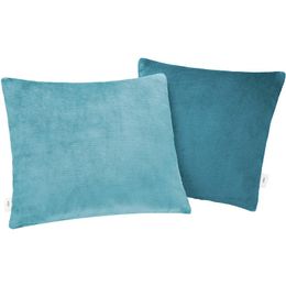 s.Oliver Dekokissen &raquo;double soft Kissen s.Oliver&laquo; Kissenh&uuml;llen ohne F&uuml;llung, 2 St&uuml;ck, mit samtig weicher Oberfl&auml;che blau Polyester B/L: 50cm x 50cm, 2