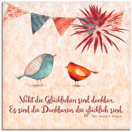 Artland Wandbild &raquo;Lebensweisheit Gl&uuml;cklich&laquo; Tiere 1 Stk. tlg. als Alubild, Leinwandbild in verschied. Gr&ouml;&szlig;en beige B/H/T: 30cm x 30cm, Leinwandbild Tiere, 1 