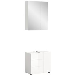 Welltime Badm&ouml;bel-Set &raquo;BIEL, 2 teilig, inkl. Beleuchtung, MDF Front, Rillenoptik&laquo; best. aus: Waschbeckenunterschrank, Spiegelschrank inkl. Beleuchtung