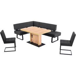 K+w Komfort & Wohnen K+W Komfort & Wohnen Essgruppe &raquo;Spider II&laquo; 4 Stk. tlg. langer Schenkel wahweise in 2 Breiten, 2 Freischwinger, 1 Tisch schwarz B/H/T: 88cm x 50cm, 