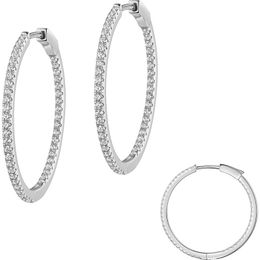 Firetti Damen Paar Creolen &raquo;Schmuck Geschenk Silber 925 Ohrschmuck Ohrringe&laquo; Made in Germany - mit Zirkonia (synth.) silber 35mm, Silber 925 (