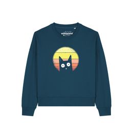 Watapparel Sweatshirt ' Sunset Cat ' Damen Gr&ouml;&szlig;e XXL petrol / mischfarben
