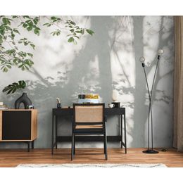 Livingwalls living walls Fototapete &raquo;THE WALL III Fassadenoptik Tapete Motivtapete Bl&auml;tterranke Blattmotiv&laquo; matt glatt Vliestapete Stein-Optik Schlafzimmer K&uuml;che 