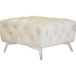 Home Affaire Polsterhocker &raquo;Glynis&laquo; aufw&auml;ndige Knopfheftung, moderne Chesterfield Optik, Fu&szlig;farbe w&auml;hlbar beige Struktur (100% Polyester);Samtoptik (