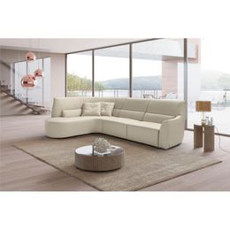 Egoitaliano Ecksofa &raquo;Puffy, extravagant & edel, Retro Designsofa, hoher Sitzkomfort, L-Form&laquo; mit Ottomane, wahlweise mit und ohne elektrischer Relaxfunktion wei&szlig; 