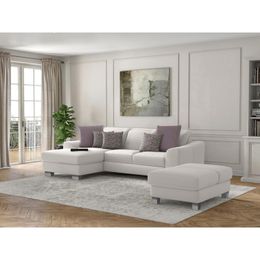 Sit & More sit&more Ecksofa &raquo;Dundee L-Form&laquo; mit Federkern und Edelstahlf&uuml;&szlig;en, wahlweise mit Kopfteilverstellung silber B/H/T: 264cm x 86cm x 175cm, Struktur 