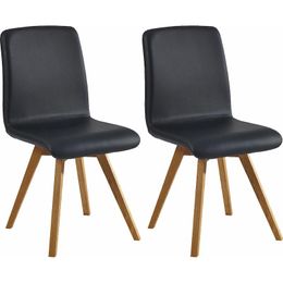 massivline&more 4-Fu&szlig;stuhl &raquo;Karla&laquo; (Set) 2 Stk.Gestell aus Massivholz schwarz Leder, Massivholz B/H/T: 48cm x 56cm x 56cm, 2 Stk., Leder