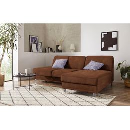 Sit & More sit&more Ecksofa &raquo;Clio L-Form&laquo; optional Schlaffunktion oder Vorziehsitz und Bettkasten, Federkern braun B/H/T: 246cm x 89cm x 165cm, Microfaser, 