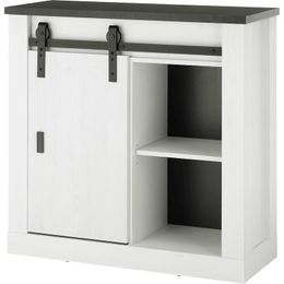 Home Affaire Regal &raquo;SHERWOOD&laquo; modernes Holz Dekor, mit Scheunentorbeschlag aus Metall, Breite 93 cm wei&szlig; Holzwerkstoff B/H/T: 93cm x 91cm x 38cm, 4 