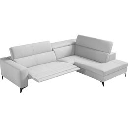 Egoitaliano Ecksofa &raquo;Edith, Designsofa mit hohem Sitzkomfort, Breite 269cm, L-Form&laquo; inkl. elektrischer Relaxfunktion und manuell verstellbaren Kopfteilen wei&szlig; 
