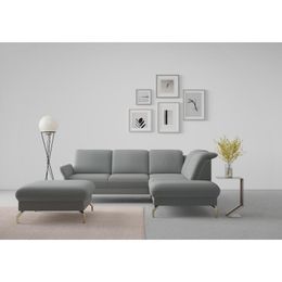 Sit & More sit&more Ecksofa &raquo;Fashion L-Form&laquo; wahlweise mit Kopfteilverstellung, Vorziehsitz, motorisch, Nickelf&uuml;&szlig;e grau B/H/T: 250cm x 84cm x 207cm, Chenille, 