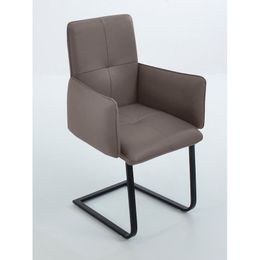 K+w Komfort & Wohnen K+W Komfort & Wohnen Freischwinger &raquo;6502&laquo; () Freischwinger mit Armlehnen, Flachstahlkufe in schwarz grau B/H/T: 61cm x 90cm x 62cm, Leder CASAY