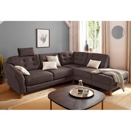 OTTO home Ecksofa &raquo;Trondheim L-Form, B: 260 cm, Federkern, Komfortsitz&laquo; optional Schlaffunktion und Stauraum, Eckcouch frei stellbar braun Struktur 