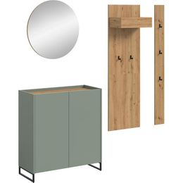 Home Affaire Garderoben-Set &raquo;EVRID, 4-teilig, Breite 206 cm, individuell stellbar & erweiterbar&laquo; best. aus: Kommode, Spiegel, Garderobenpaneel & 