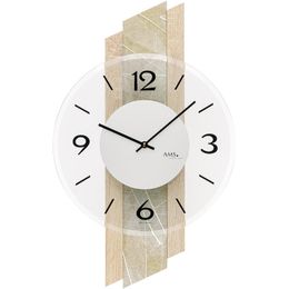 AMS Unisex AMS Wanduhr &raquo;W9665&laquo; Made in Germany,Holz,Wohnzimmer,Esszimmer,K&uuml;che,Arbeitszimmer,Flur braun B/H/L: 27cm x 6cm x 44cm