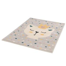 PRIMAflor-Ideen in Textil Kinderteppich &raquo;COCOON - K&ouml;nigsfell&laquo; rechteckig 6 mm H&ouml;he Kurzflor, Motiv Katze grau Polypropylen B : 120cm 1 Stk., 6mm, L: 