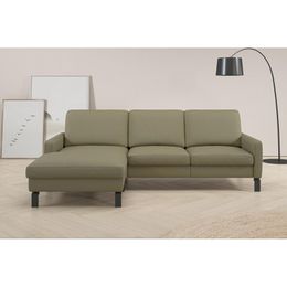 Home Affaire Ecksofa inkl. saugroboterfreundliche H&ouml;he & schmale Armlehnen gr&uuml;n 100% Leder B/H/T: 244cm x 86cm x 164cm, Dickleder, Longchair links, 