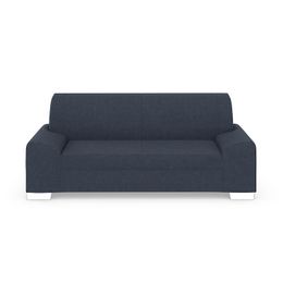 DOMO collection 2,5-Sitzer &raquo;Anzio kubisches Design, flache Armlehnen, Breite 214cm&laquo; Mit Federkern blau B/H/T: 214cm x 85cm x 93cm, Feinstruktur, Mit 
