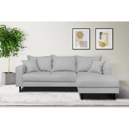 Home Affaire Ecksofa &raquo;VEYRAS L-Form, hoher Sitzkomfort, Ma&szlig;e B/T/H: 230/150/76 cm&laquo; mit Wellenunterfederung, incl. R&uuml;ckenkissen und Zierkissen grau 100