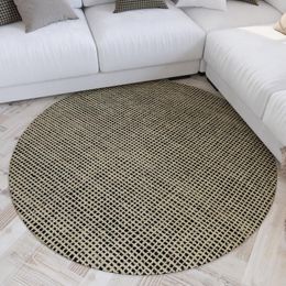 Wecon Home Teppich &raquo;Hamptons TWENTYNINE&laquo; rund 10 mm H&ouml;he Kurzflor, Wohnzimmer, Schlafzimmer, elegant, robust, Karo-Muster beige Polyester &Oslash; 180cm 1 