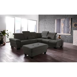 OTTO home Ecksofa &raquo;Cornwall L-Form&laquo; mit Sitztiefenverstellung, Schlaffunktion & Kopfteilverstellung grau Struktur fein (100% Polyester);Luxus-