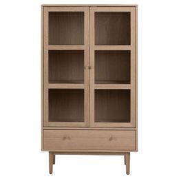 ACTONA GROUP Vitrine &raquo;Aston&laquo; Schrank, 2 Glast&uuml;ren, 2 Einlegeb&ouml;den, 1 Schublade, Eiche Furnier wei&szlig; weiss pigmentiert, B/H/T: 80cm x 144,8cm x 40cm, 