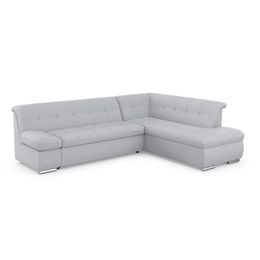 DOMO collection Ecksofa &raquo;MONA 271x213 cm, modern und komfortabel&laquo; whlw. mit Bett- und Armlehnfunktion, L-Form silber Struktur fein 100% Polyester;