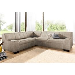 DOMO collection Ecksofa &raquo;Norma Top, elegant und modern, flache Armlehnen, L-Form&laquo; wahlweise mit Bettfunktion beige B/H/T: 247cm x 77cm x 212cm, 