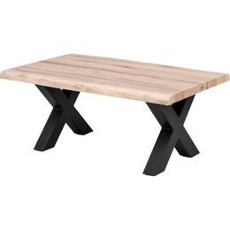 Home Affaire Couchtisch &raquo;Tristan&laquo; aus Massivholz Eiche mit Baumkante wei&szlig; B/H/T: 115cm x 45cm x 70cm