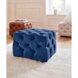 Home Affaire Polsterhocker &raquo;Kalina&laquo; mit klassischer Chesterfield-Knopfheftung, passend zur Serie "Kalina" blau Struktur (100% Polyester);Samtoptik (