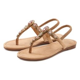 Lascana Damen Lascana Zehentrenner &raquo;Sommerschuh, offener Schuh,&laquo; Sandale, Pantolette mit Schmucksteinen VEGAN beige 42