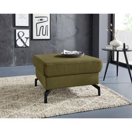 Sit & More sit&more Hocker &raquo;Percy&laquo; Fu&szlig;h&ouml;he 15cm, wahlweise mit unterschiedlichen Fu&szlig;farben gr&uuml;n B/H/T: 72cm x 46cm x 72cm, Luxus-Microfaser Paris,mit schwarzem 