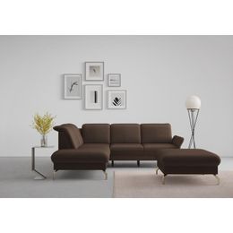 Sit & More sit&more Ecksofa &raquo;Fashion L-Form&laquo; wahlweise mit Kopfteilverstellung, Vorziehsitz, motorisch, Nickelf&uuml;&szlig;e braun B/H/T: 250cm x 84cm x 207cm, Luxus-