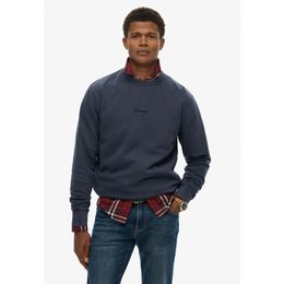 Superdry Herren Sweatshirt &raquo;MICRO LOGO CREW&laquo;, aus Baumwolle und Polyester, Relaxed Fit, angeraute Sweatware blau 3XL