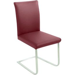 K+w Komfort & Wohnen K+W Komfort & Wohnen Freischwinger &raquo;Santos III&laquo; () mit Sattlernaht, Gestell aus Edelstahl, hochwertiger Sitzkomfort rot B/H/T: 47cm x 99cm x 62cm, 