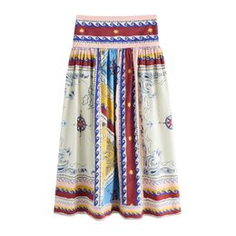 next Skirt 'Nautical' female size 46 Ecru / Dark blue / Yellow / Dark red
