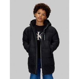 Calvin Klein Jeans Damen Parka &raquo;Essential Parka Puffer&laquo; mit Kapuze f&uuml;r Kinder bis 16 Jahre und mit Logopatch schwarz 4 (104)