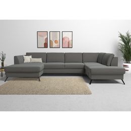 Sit & More sit&more Wohnlandschaft &raquo;Olsen U-Form&laquo; inklusive Sitztiefenverstellung, optional Schlaffunktion, 15cm hoch grau 100% Polyester B/H/T: 335cm x 88cm x 