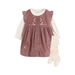 Next Set: Kleid, Body und Strumpfhose M&auml;dchen Gr&ouml;&szlig;e 92 ecru / schoko