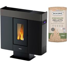 FreePoint Pelletofen &raquo;Moon airtight&laquo; kanalisierbare Warmluft, WIFI inklusive, raumluftunabh&auml;ngig schwarz Mit automatischer, stufenloser Regelung und WiFi 
