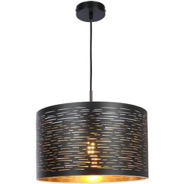 Globo LIGHTING H&auml;ngeleuchte &raquo;TUNNO&laquo; E27 1 Stk. H&auml;ngeleuchte Schwarz/Gold, Kunststoff, h&ouml;henk&uuml;rzbar, E27 schwarz 1, &Oslash; 38cm H: 120cm, 1 Stk.